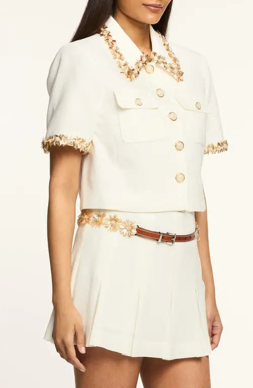 Cinq À Sept Aanya Sunflare Embellished Jacket - Ivory/champagne