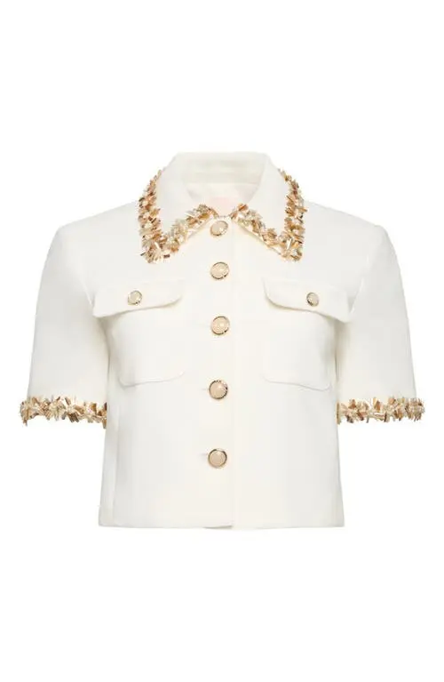 Cinq À Sept Aanya Sunflare Embellished Jacket - Ivory/champagne