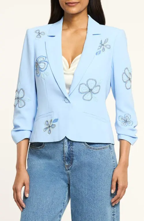 Cinq À Sept Bejeweled Floral Blazer - Blue Wisteria Multi