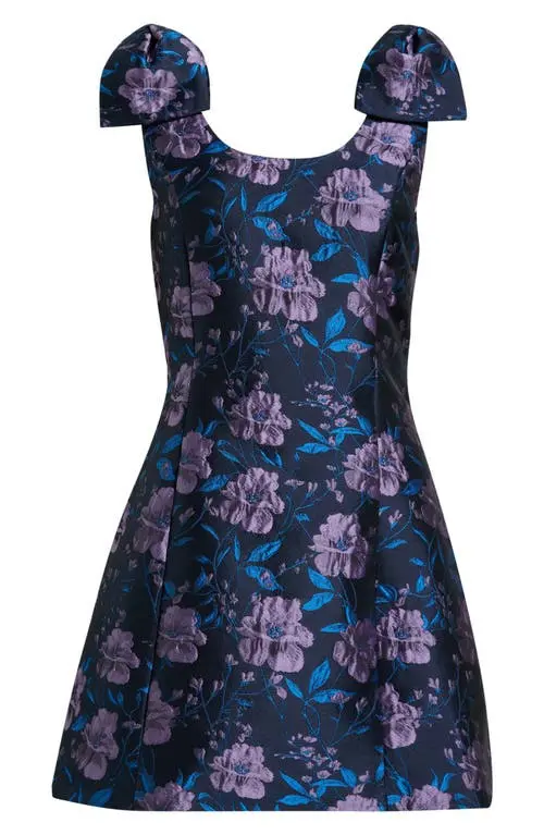 SUGARLIPS Nicole Floral Jacquard Bow Minidress