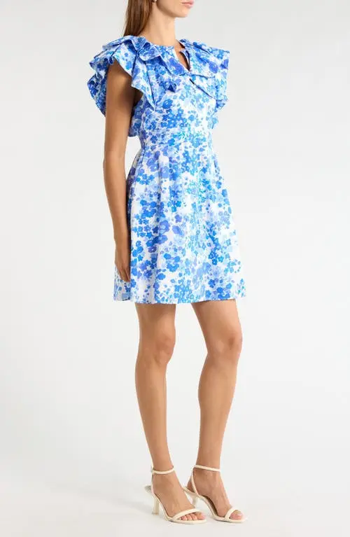 SUGARLIPS Carli Ruffle Sleeve Minidress With Floral Print
