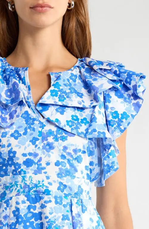 SUGARLIPS Carli Ruffle Sleeve Minidress With Floral Print
