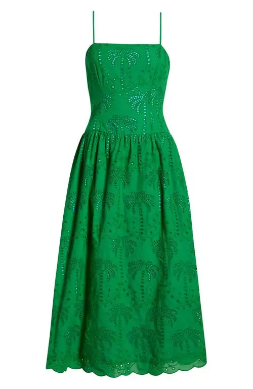 SUGARLIPS Selry Eyelet Palm Midi Sundress