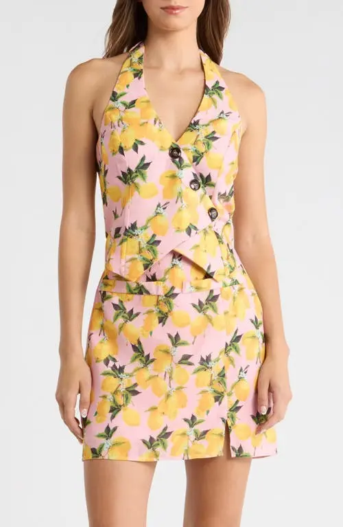 SUGARLIPS Halter Vest With Lemon Print