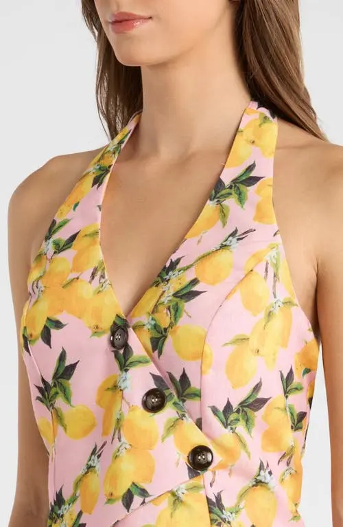 SUGARLIPS Halter Vest With Lemon Print