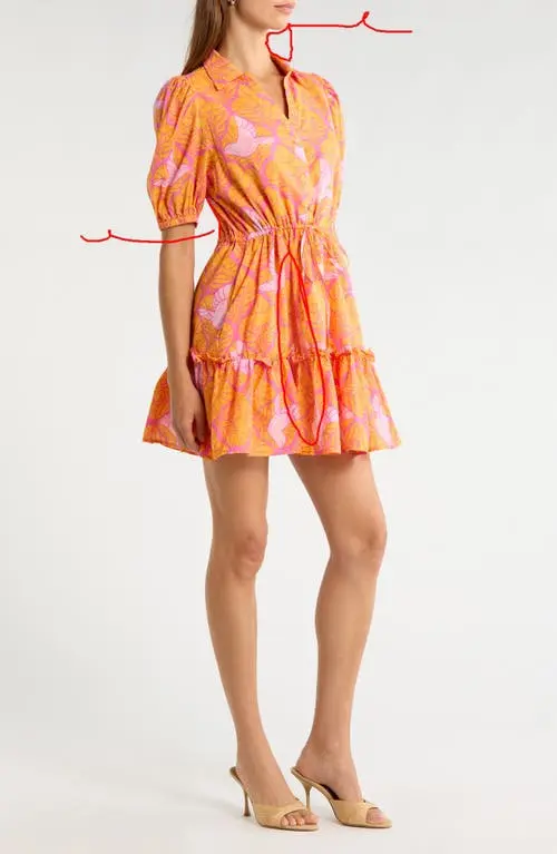 SUGARLIPS Jaidy Floral Cotton Shirtdress - Orange-pinks-multi