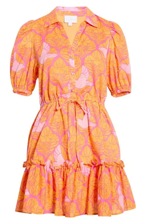 SUGARLIPS Jaidy Floral Cotton Shirtdress - Orange-pinks-multi