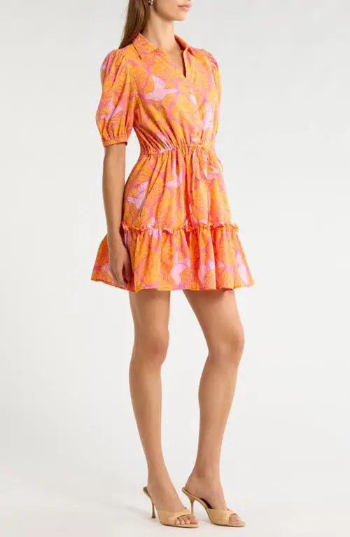 SUGARLIPS Jaidy Floral Cotton Shirtdress - Orange-pinks-multi