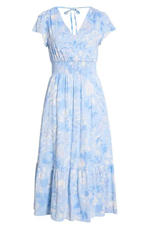 SUGARLIPS Seraphina Floral Print Ruffle Hem Maxi Dress