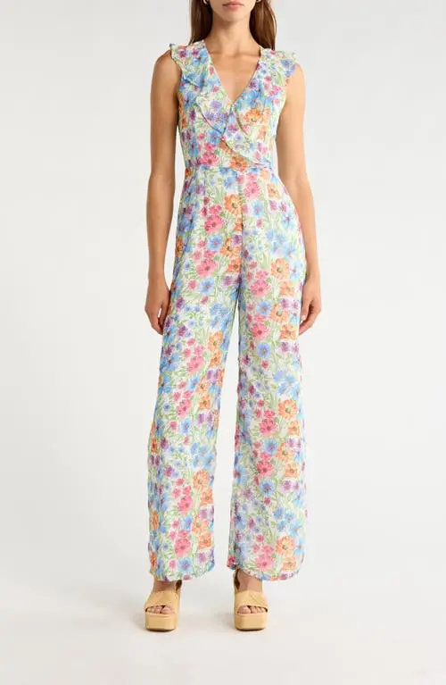 SUGARLIPS Ezia Ruffle Sleeveless Jumpsuit - Blue-pink-yellow
