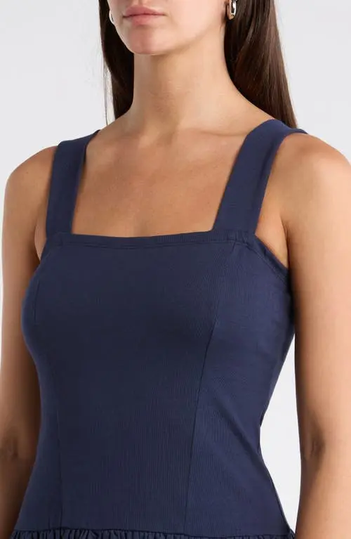 SUGARLIPS Raziela Mixed Media Midi Dress With Square Neckline And Wide Straps