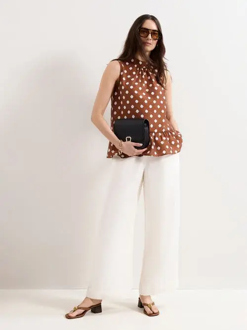PHASE EIGHT Indie Polka Dot Ruffle Hem Blouse