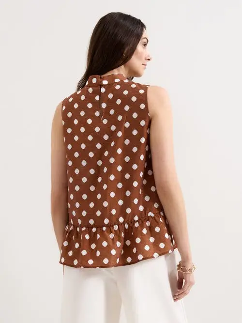 PHASE EIGHT Indie Polka Dot Ruffle Hem Blouse