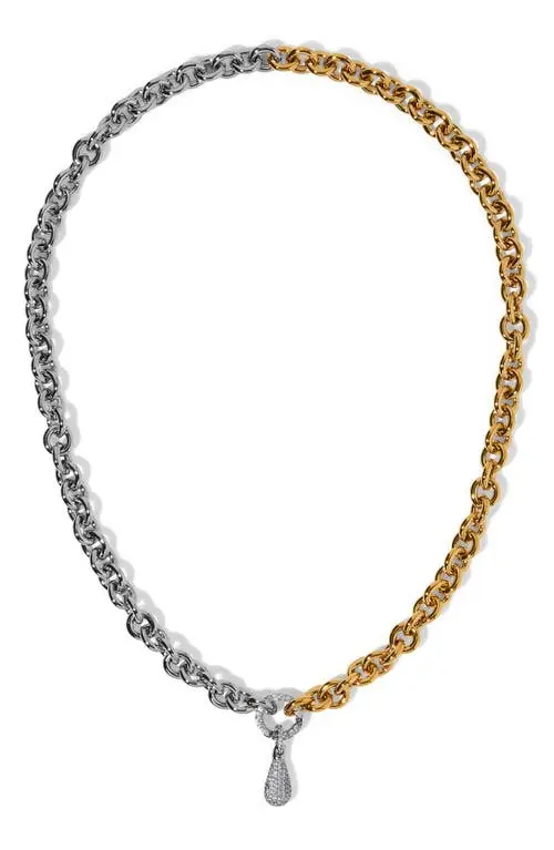 Nadri Gemini Pavé Drop Chain Necklace - Gold