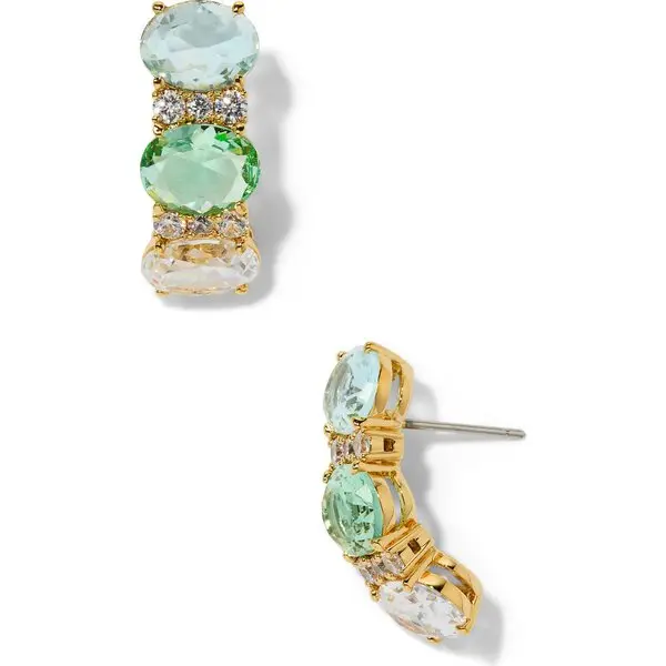 Nadri Mojito Blue J Hoop Earrings - Gold