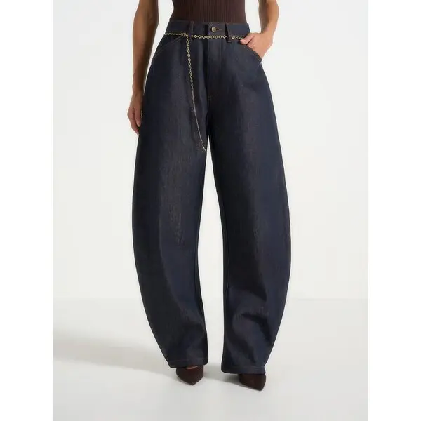 Manière De Voir Enora Hourglass Jeans With Chain Detail - Indigo