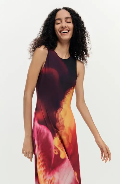 Desigual Sleeveless Floral Print Dress With Handkerchief Hem