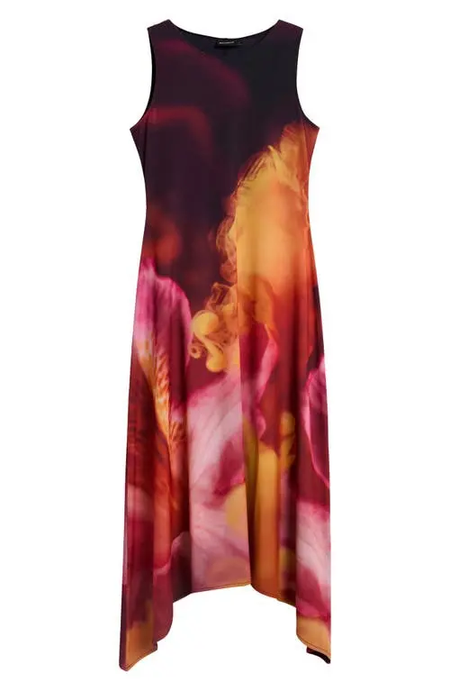 Desigual Sleeveless Floral Print Dress With Handkerchief Hem