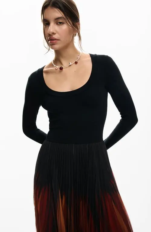 Desigual Long Sleeve Tulle Dress With Ombré Shading