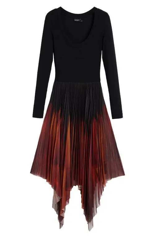 Desigual Long Sleeve Tulle Dress With Ombré Shading