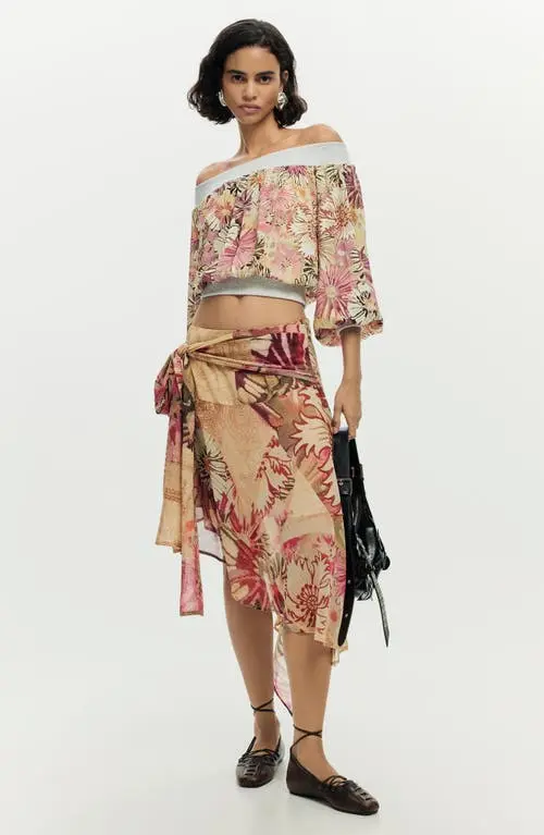 Desigual Off-the-shoulder Floral Print Top