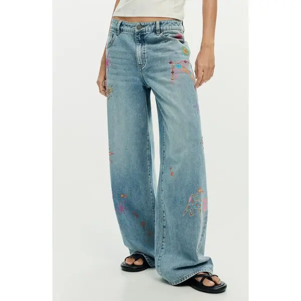 Desigual Embellished Wide Leg Jeans