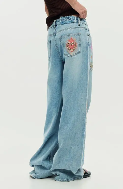 Desigual Embellished Wide Leg Jeans
