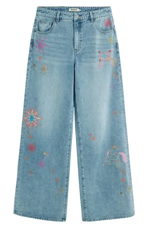 Desigual Embellished Wide Leg Jeans