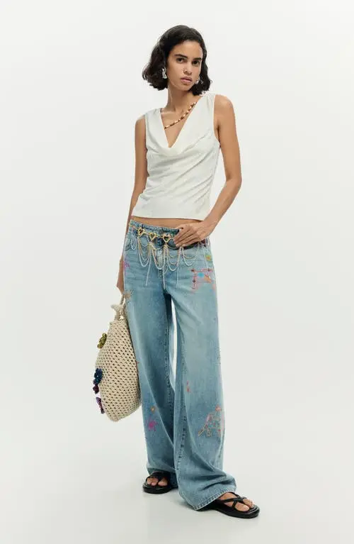 Desigual Embellished Wide Leg Jeans