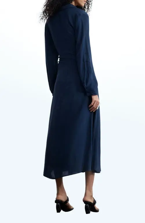 Desigual Long Sleeve Shirtdress With Contrasting Tie Sash