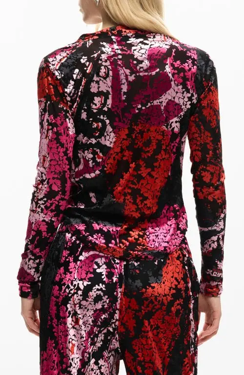 Desigual Floral Print Cowl Neck Long Sleeve Shirt