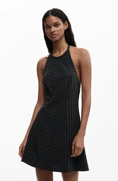Desigual Halterneck Chevron Mini Dress