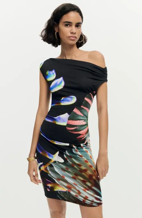 Desigual Off-the-shoulder Abstract Print Minidress