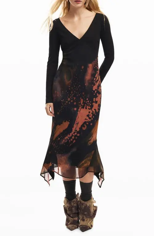 Desigual Abstract Print Long Sleeve Dress
