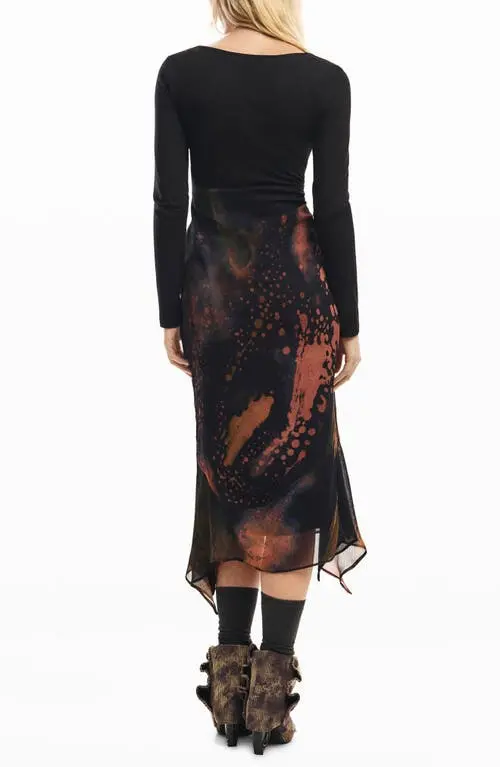 Desigual Abstract Print Long Sleeve Dress