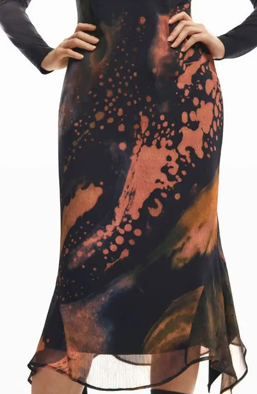 Desigual Abstract Print Long Sleeve Dress