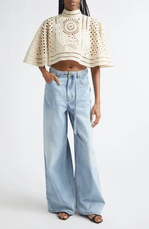 Zimmermann Indra Crop Embroidered Cotton Eyelet Cape