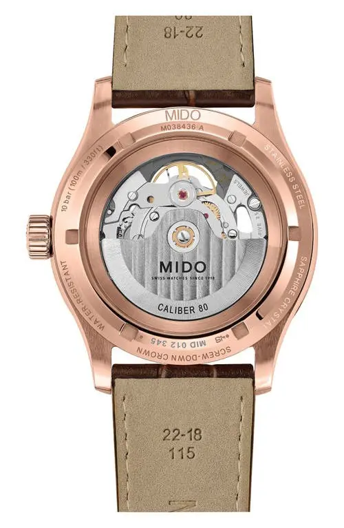 MIDO Ocean Star 200c Automatic Leather Strap Watch