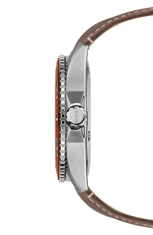 MIDO Ocean Star 200c Automatic Leather Strap Watch