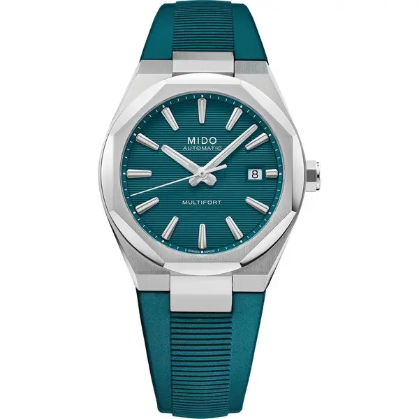 MIDO Multifort "8" Automatic Watch With Rubber Strap - Blue