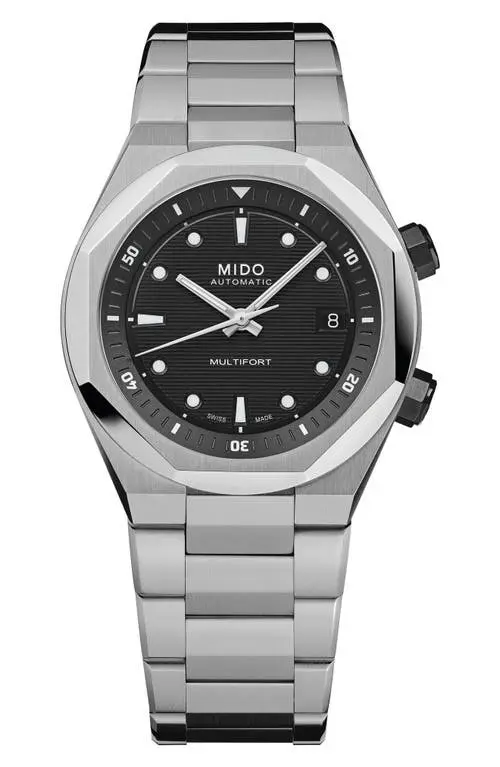 MIDO Multifort 8 Two Crowns Automatic Bracelet Watch - Black