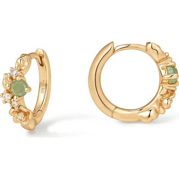 MADE BY MARY Lumi Flora Hoop Earrings - Gold Vermeil/green