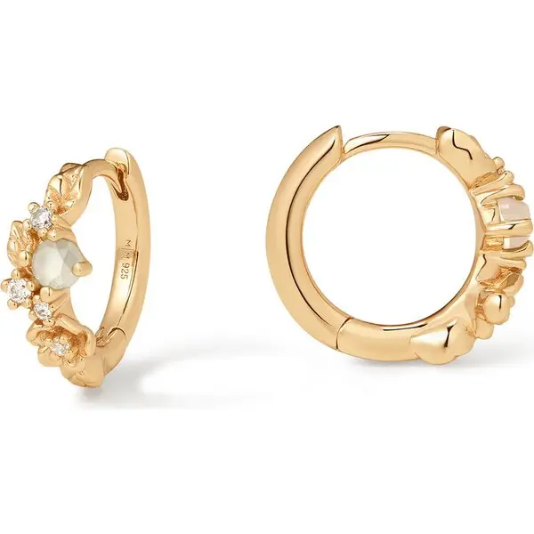 MADE BY MARY Lumi Flora Hoop Earrings - Gold Vermeil/moonstone