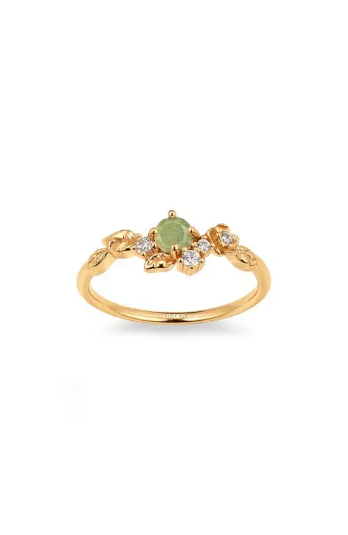 MADE BY MARY Lumi Flora Ring - Gold Vermeil/green