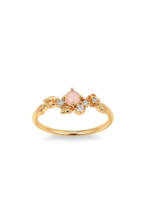 MADE BY MARY Lumi Flora Ring - Gold Vermeil/rose Quartz