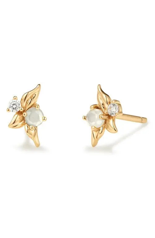 MADE BY MARY Lumi Flora Stud Earrings - Gold Vermeil/clear