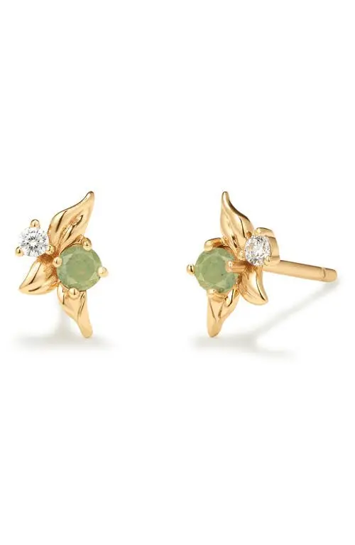 MADE BY MARY Lumi Flora Stud Earrings - Gold Vermeil/green