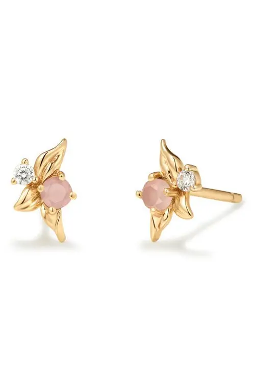 MADE BY MARY Lumi Flora Stud Earrings - Gold Vermeil/pink