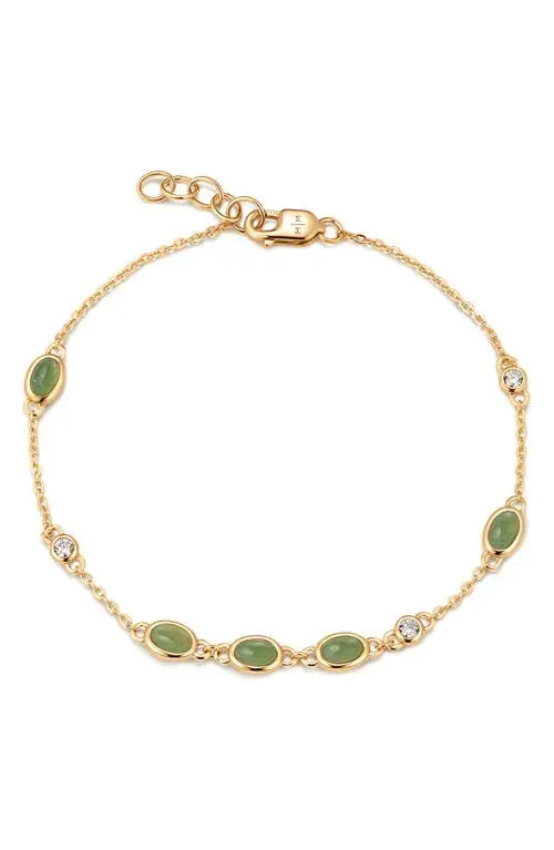 MADE BY MARY Aura Station Bracelet With Bezel-set Stones And Cubic Zirconia - Gold Vermeil/green