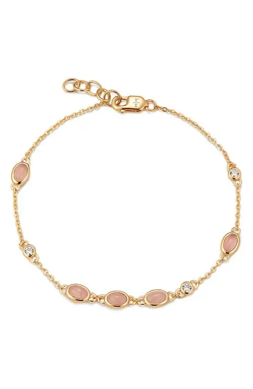 MADE BY MARY Aura Station Bracelet With Bezel-set Stones And Cubic Zirconia - Gold Vermeil/pink